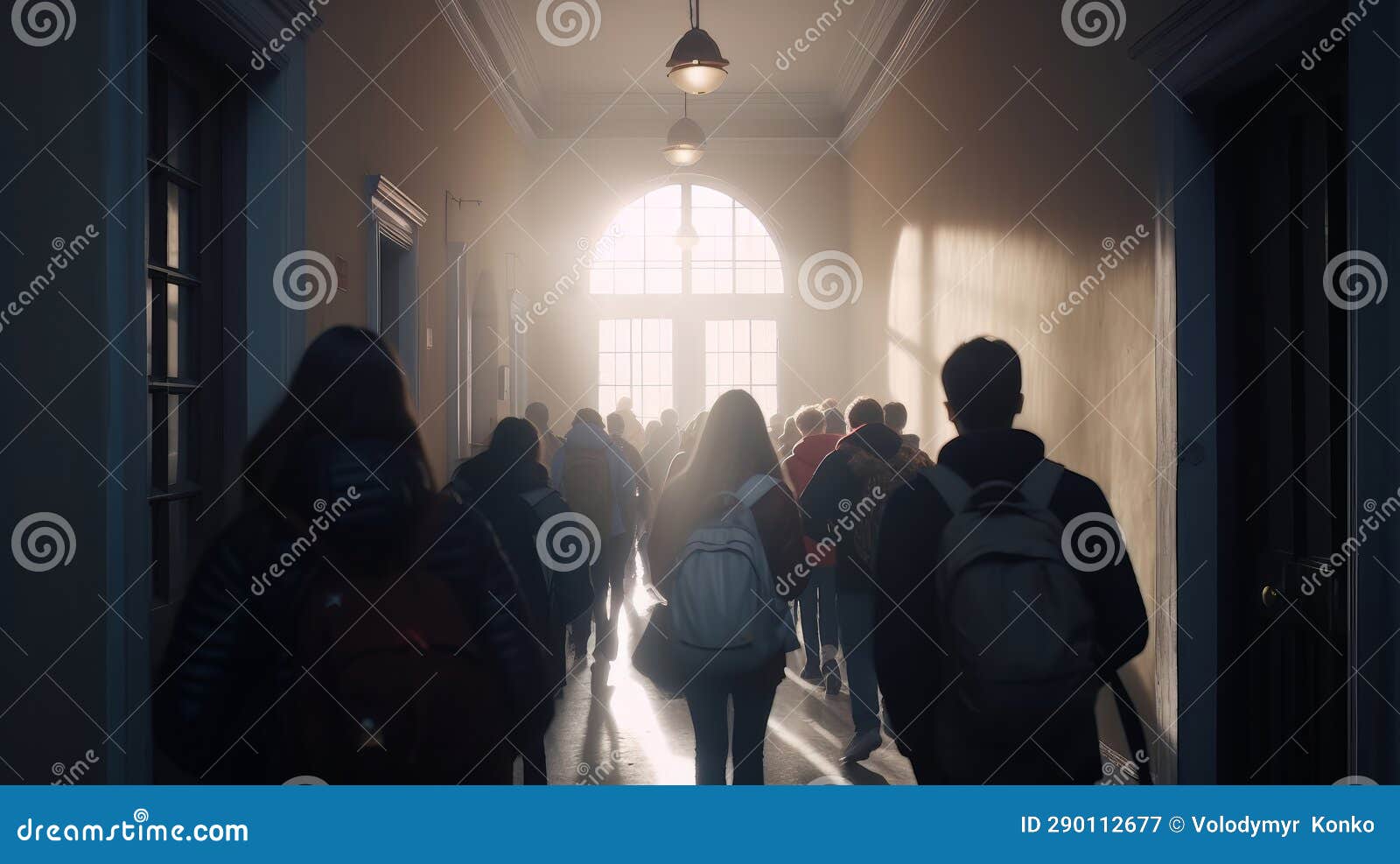 Blurred Group of Students Going To Class. Generative Ai Stock Image ...