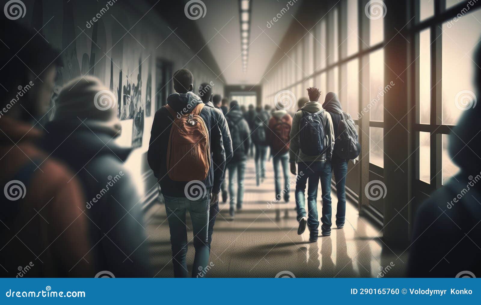 Blurred Group of Students Going To Class. Generative Ai Stock Photo ...