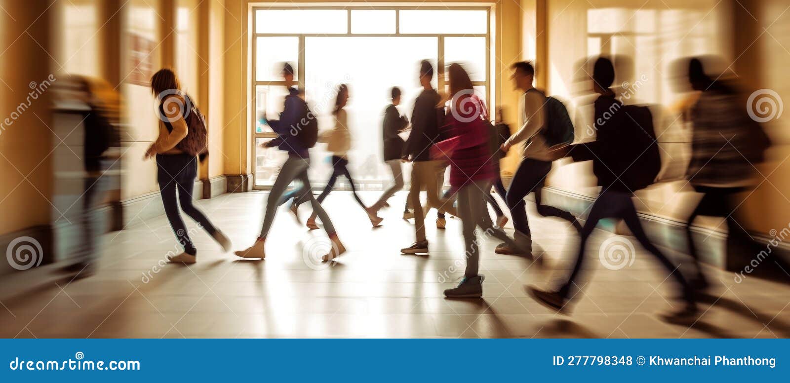 Blurred Group of Young Students Going To Class in Fast Movement ...