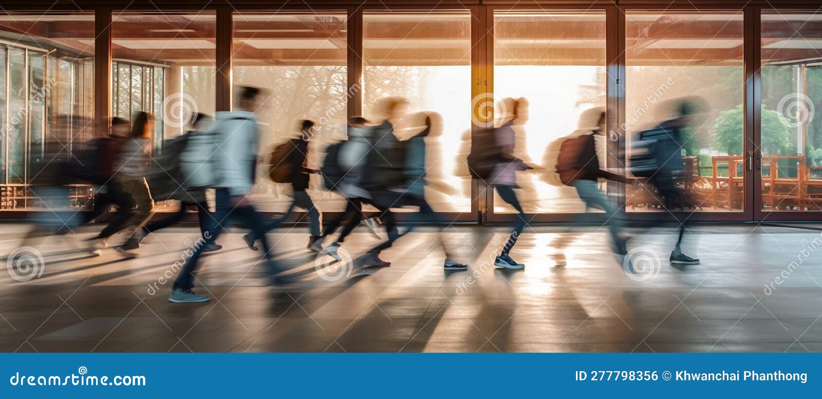 Blurred Group of Young Students Going To Class in Fast Movement ...