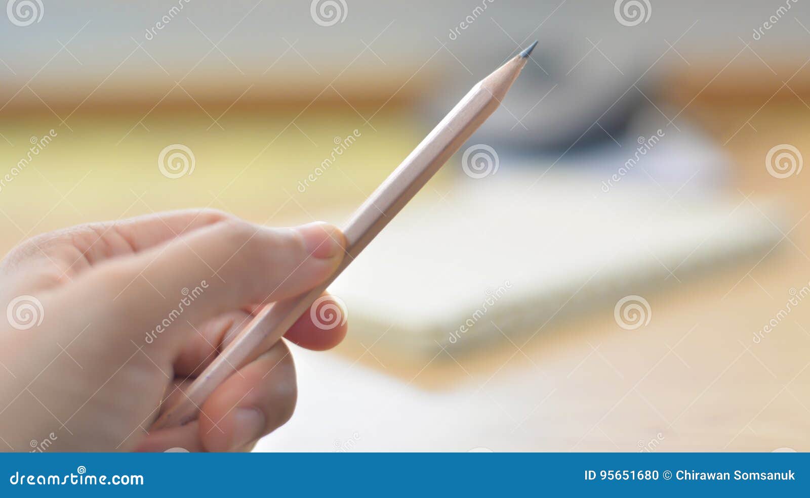 Blurred Hand Writing on Notebook. Stock Photo - Image of notepad ...