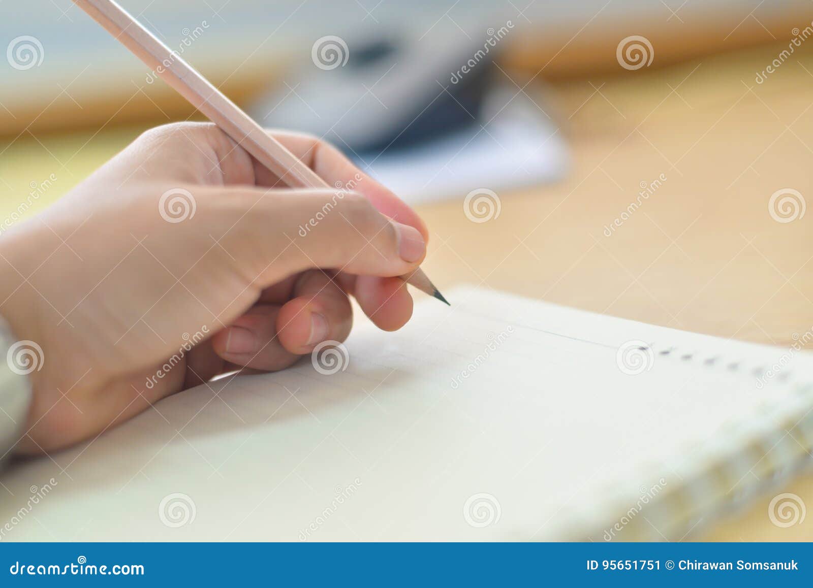 Blurred Hand Writing on Notebook. Stock Image - Image of female ...