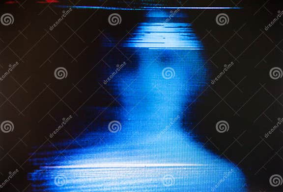 Blurred Human Silhouette on the Screen. Glitch Stock Photo - Image of ...