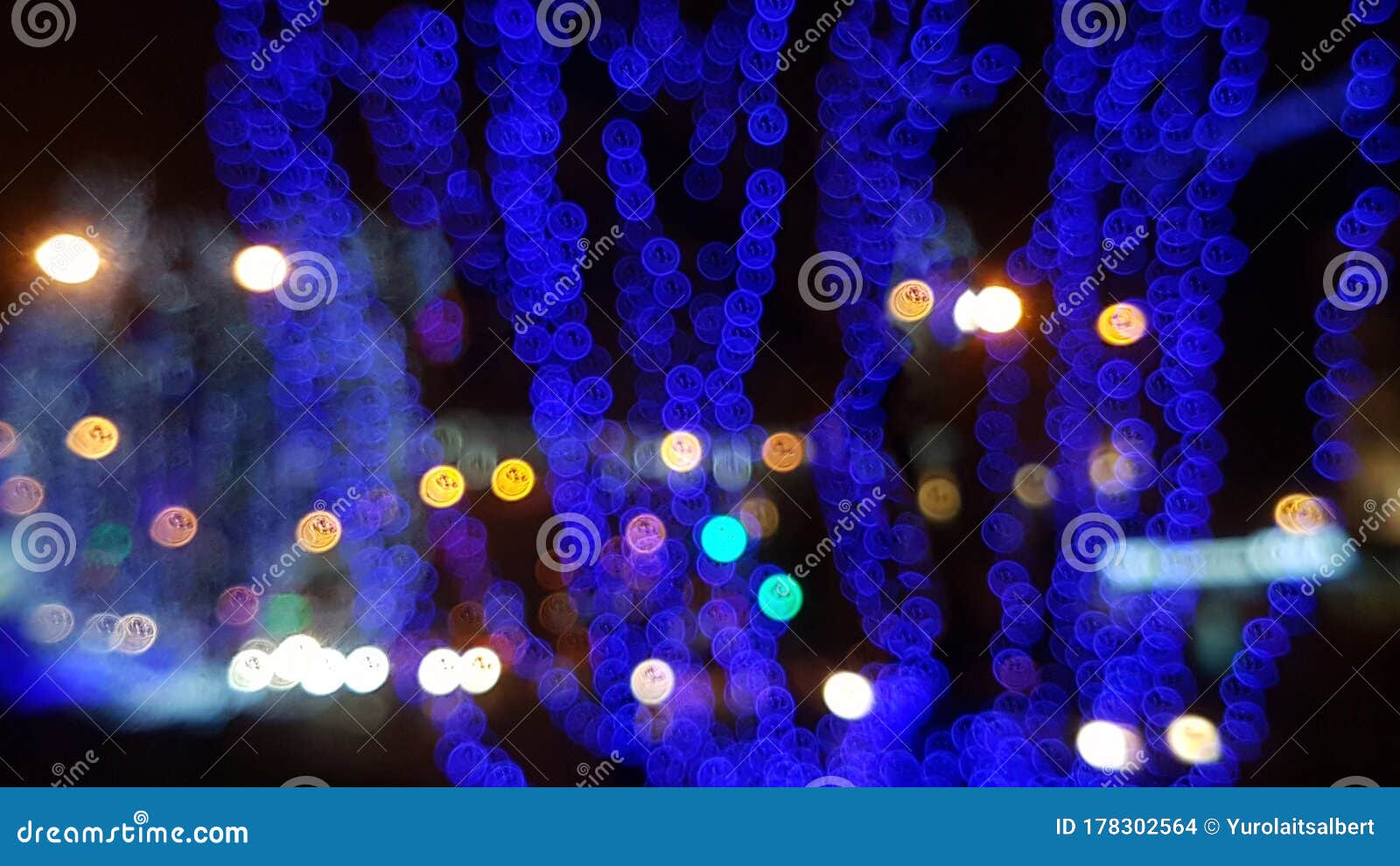 Blurred Image Bright Colored Lights on a Night Background Stock Photo ...