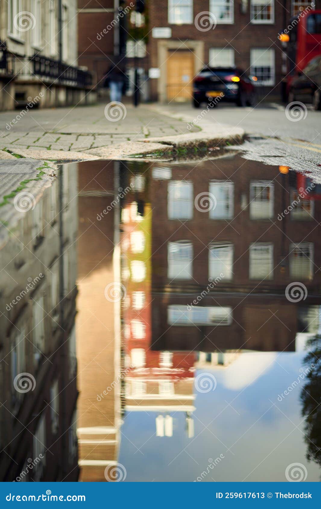 A Reflection Of A Car In A Puddle Of Water A Hyperrealistic Painting ...