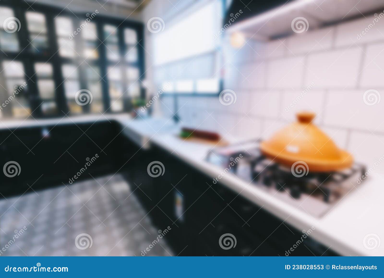 Blurred Image of Modern Kitchen Interior for Background Stock Image ...