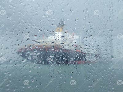 Blurred Image of a Ship in the Rain. Stock Image - Image of blurred ...