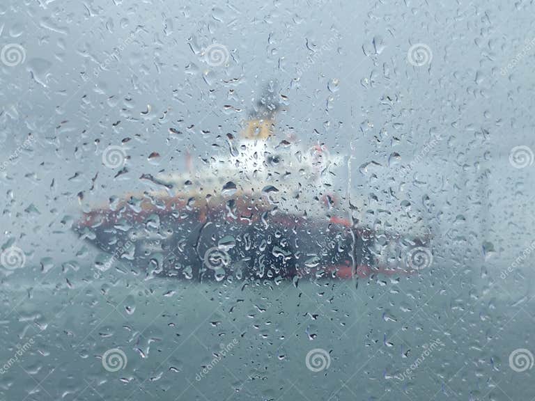 Blurred Image of a Ship in the Rain. Stock Image - Image of blurred ...