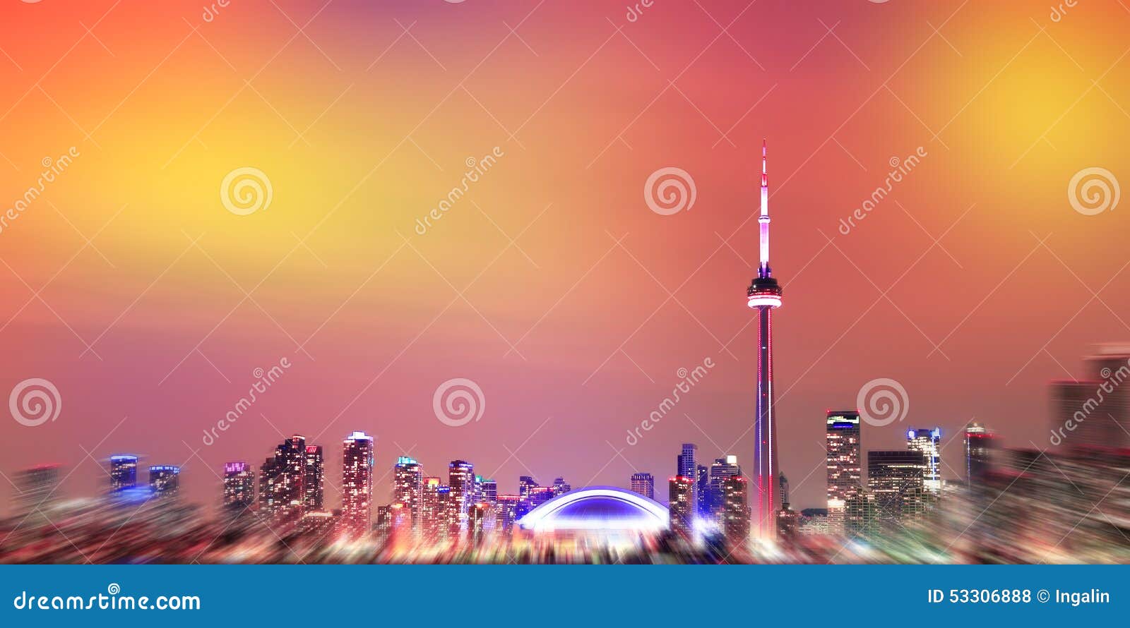 Blurred Image of Toronto Skyline at Night. Ontario, Canada Stock Photo ...
