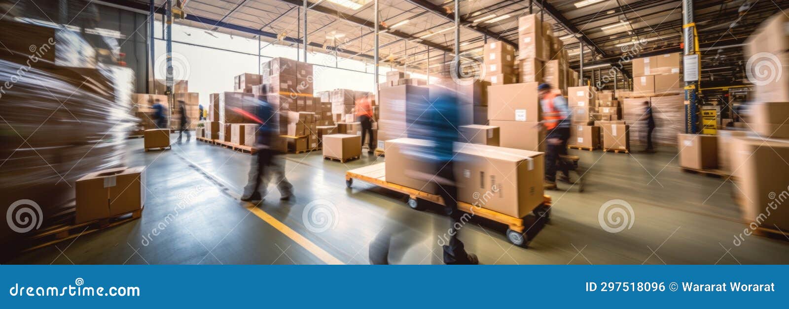 Blurred Image of Workers or Warehouse Employees in Action, Moving ...