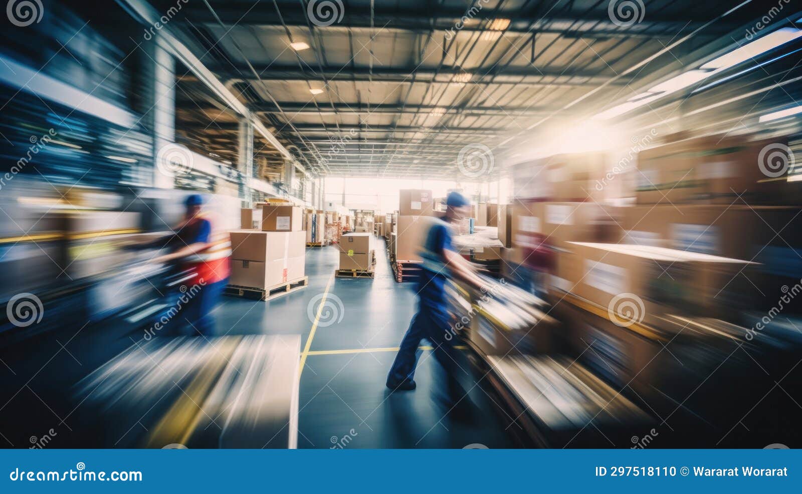 Blurred Image of Workers or Warehouse Employees in Action, Moving ...