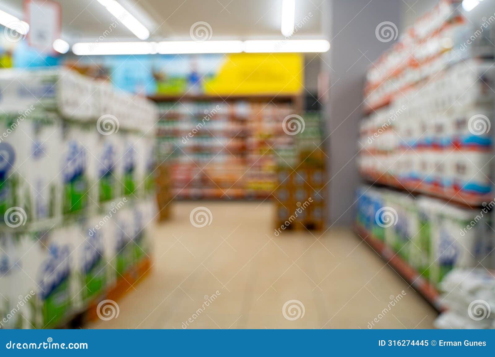 Blurred Interior View of Empty Supermarket Stock Image - Image of blur ...
