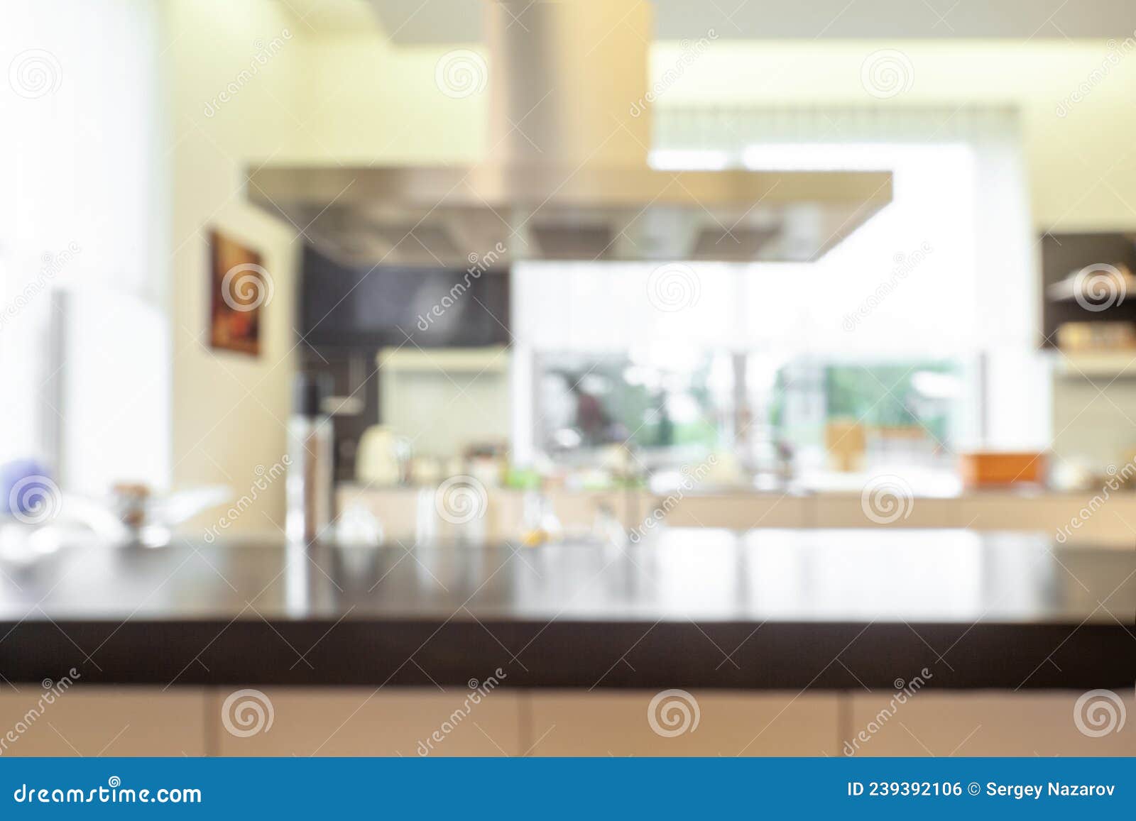 Blurred Kitchen Interior with Modern Functional Appliances and ...