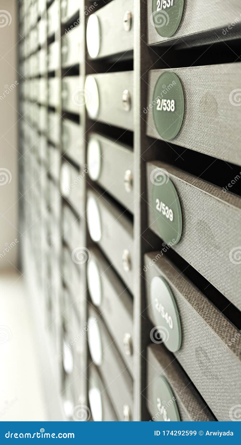 Blurred Mail Boxes Filled of Leaflets and Letters, Mailboxes and Lock ...