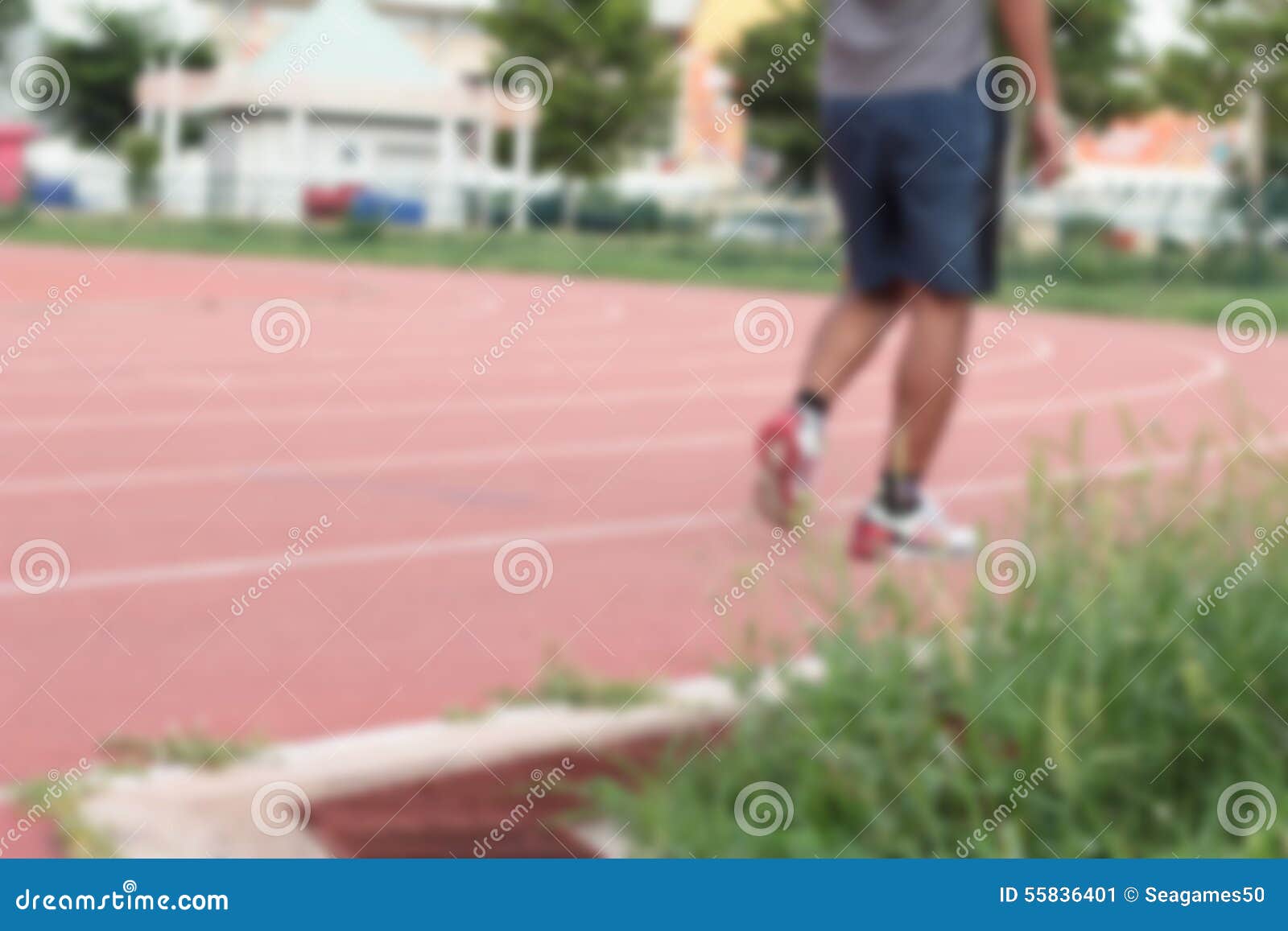 Blurred Man Running Track for in the Stadium. Stock Image - Image of ...