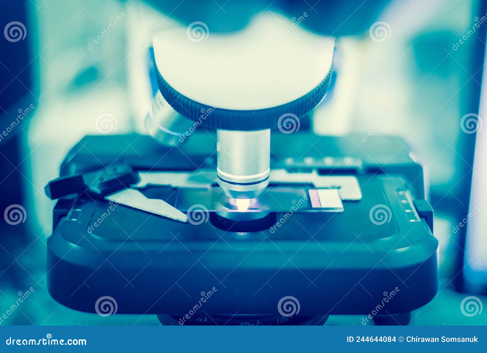 Blurred Microscope in Blue Tone Stock Photo - Image of discovery ...