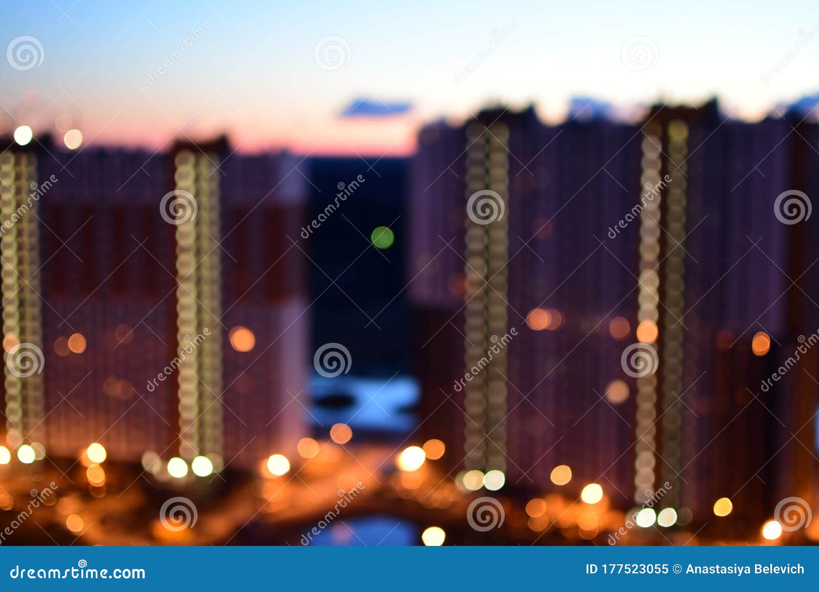 Blurred Midnight City Backgound., View from Window Stock Image - Image ...