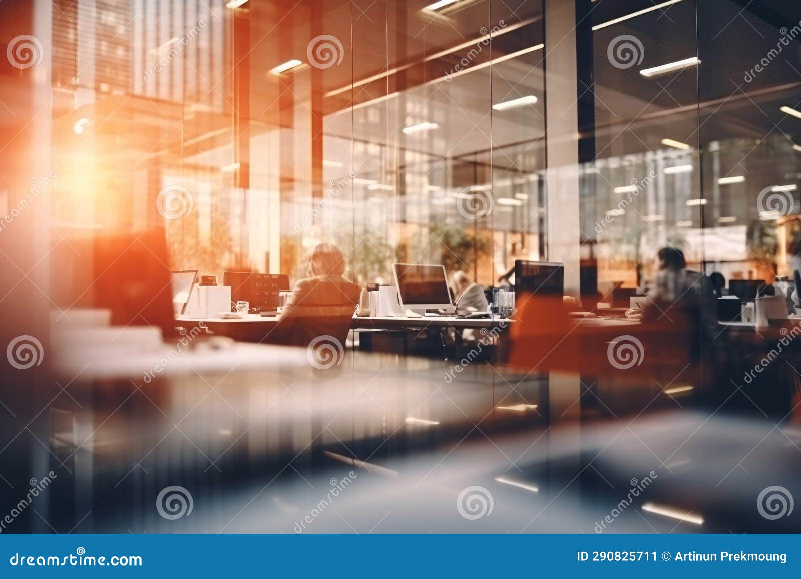 Blurred Modern Business Office Interior Room Use for Background in ...