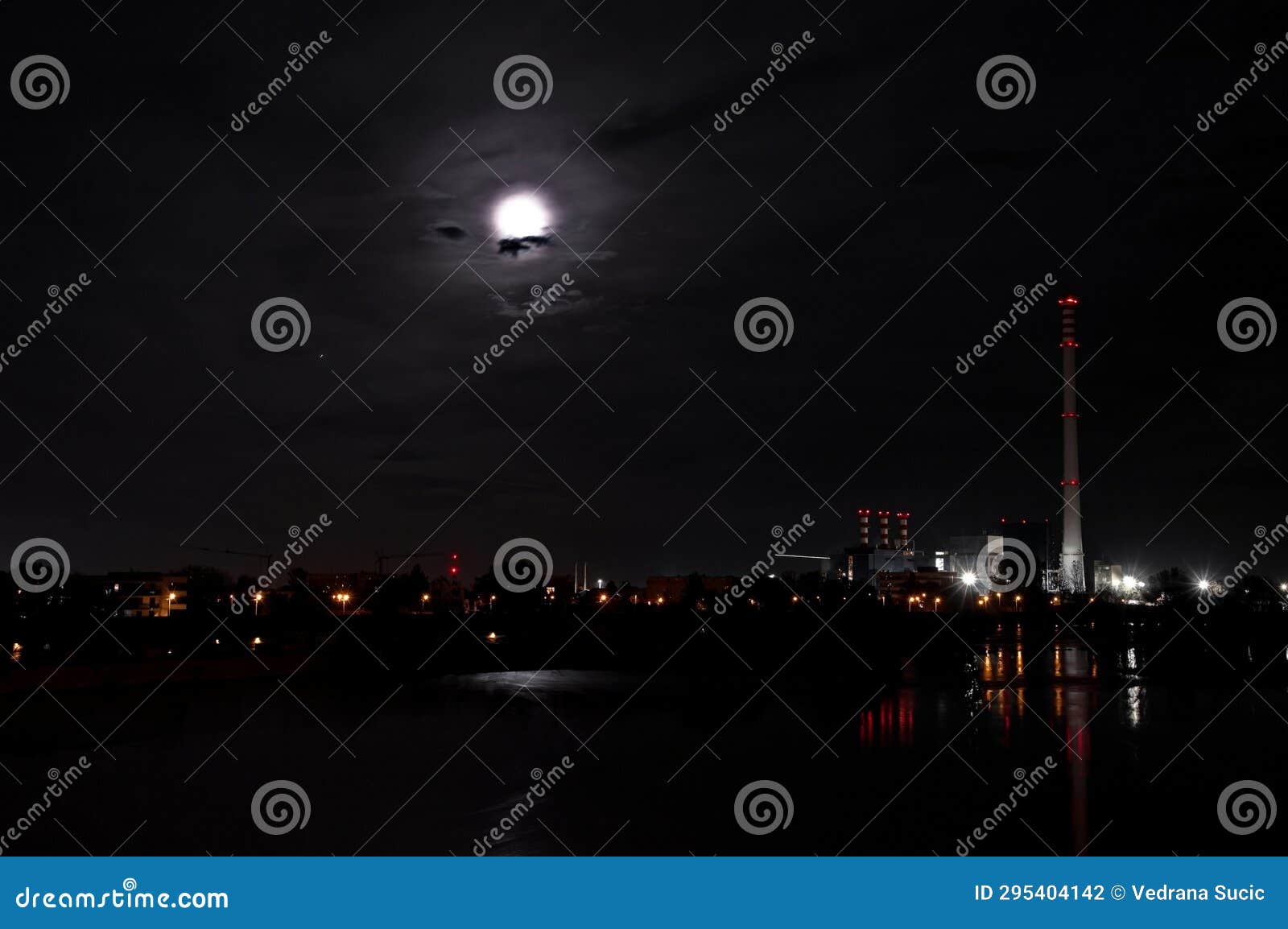 Blurred Moon Above River Sava Stock Photo - Image of beautiful ...