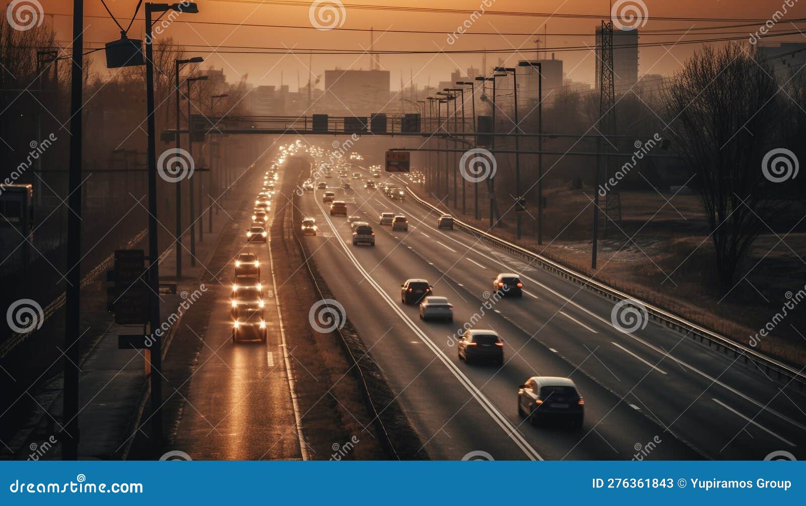 Blurred Motion, Bright Lights, Rush Hour Traffic Generated by AI Stock ...