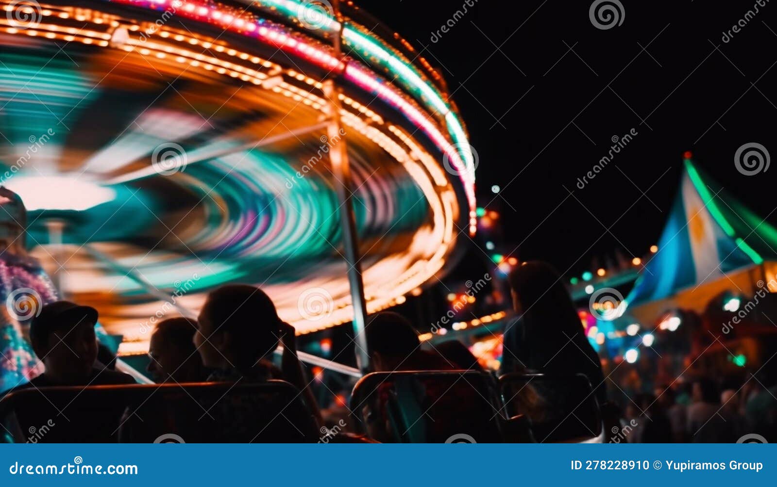 Illuminated Carousel At Night. Stock Image | CartoonDealer.com #128963905
