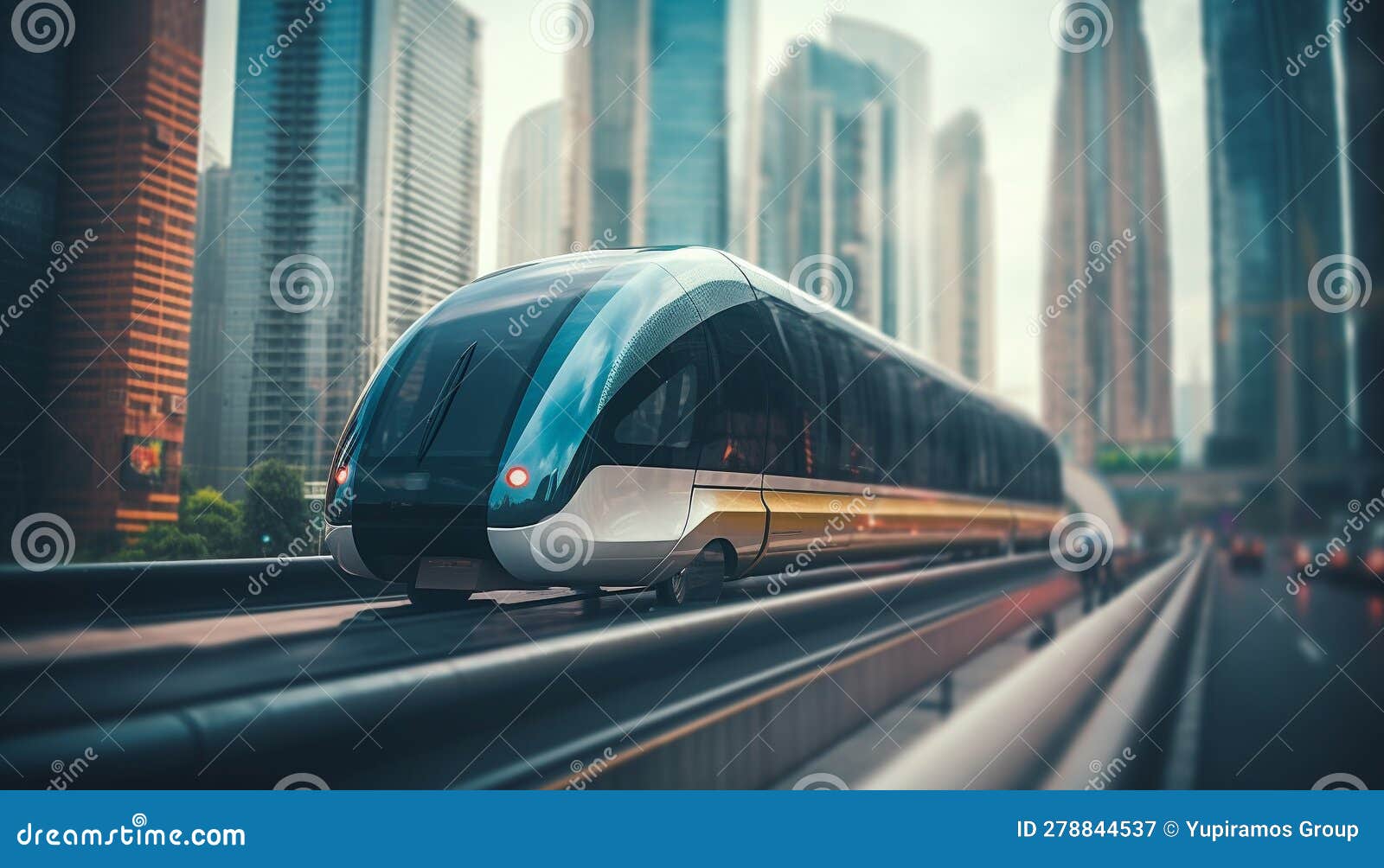 Blurred Motion of High Speed Train on Futuristic Railroad Track ...