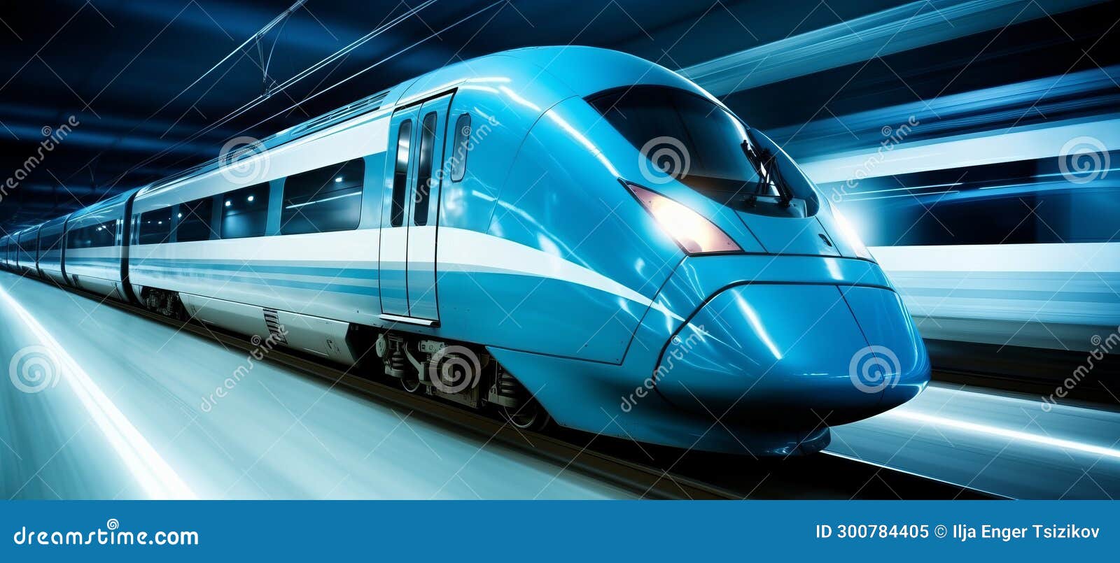 Blurred Motion of a High Speed Train Rushing Along the Tracks with ...