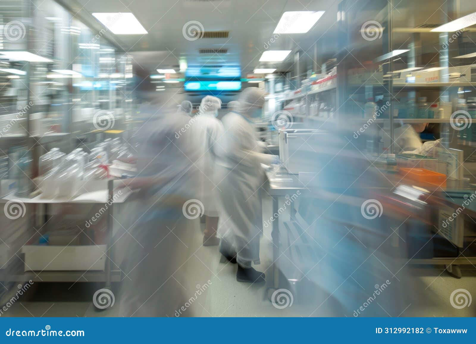 Blurred Motion of Scientists Working in a Busy Laboratory Stock Photo ...