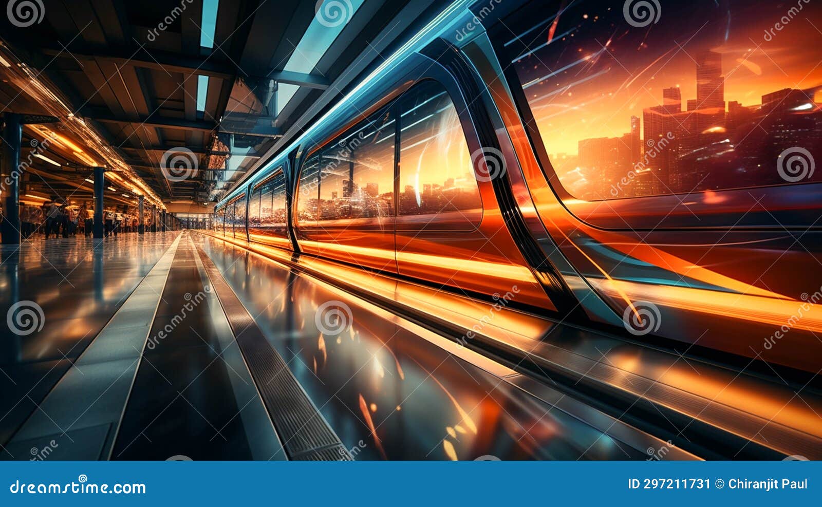 Blurred Motion Train Traffic Underground Vanishing Point Stock ...