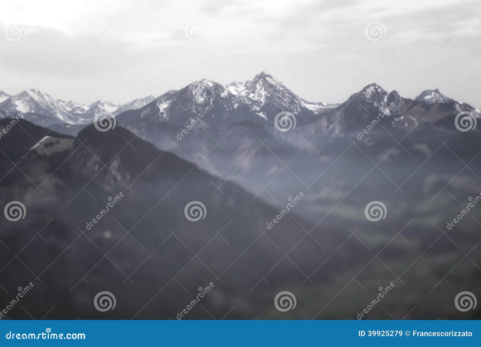 Blurred Mountain Panorama on Cloudy Day Stock Image - Image of ...