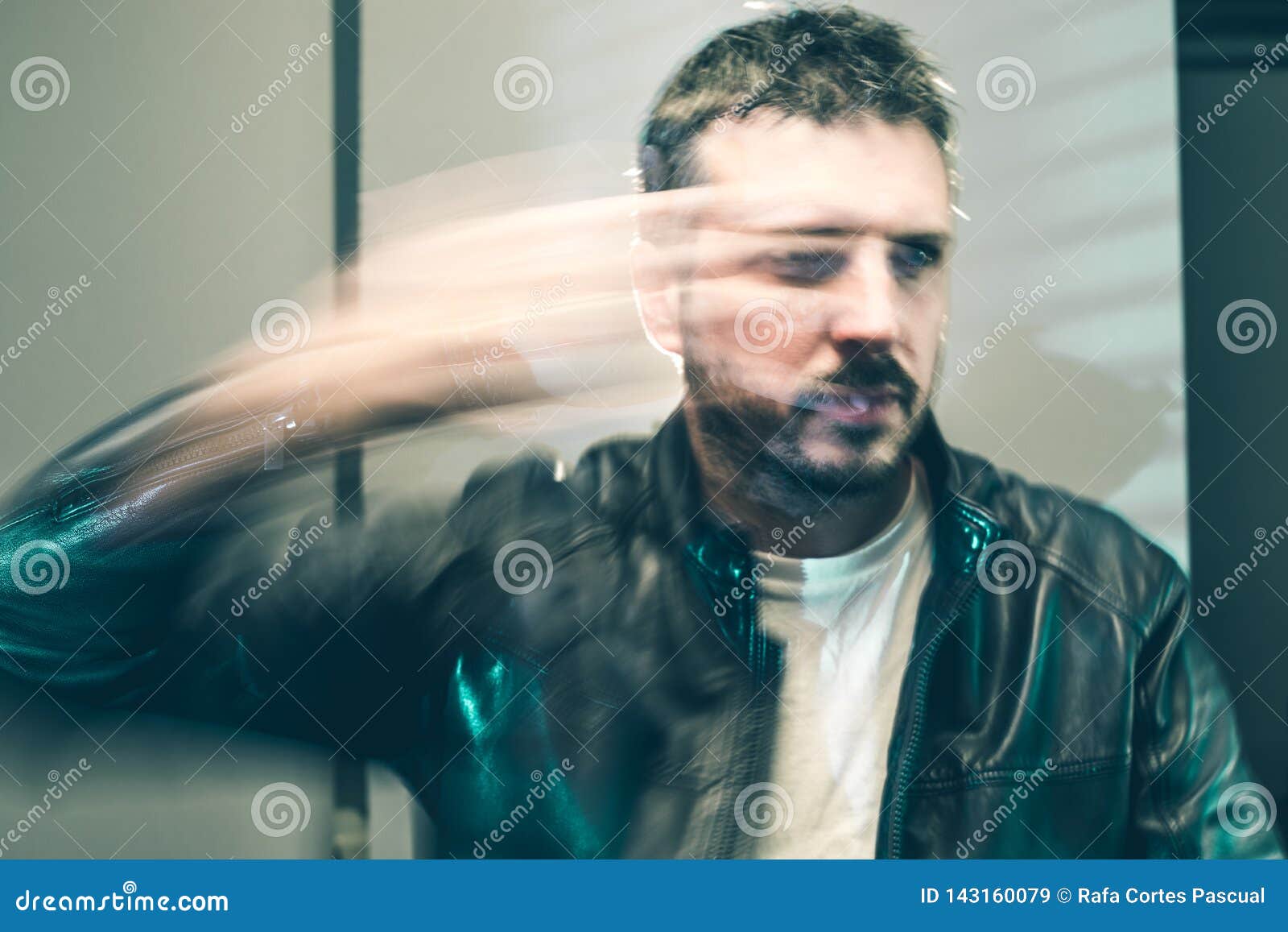 Blurred Movement Effect Man in Motion.Portrait of a Guy Stock Image ...