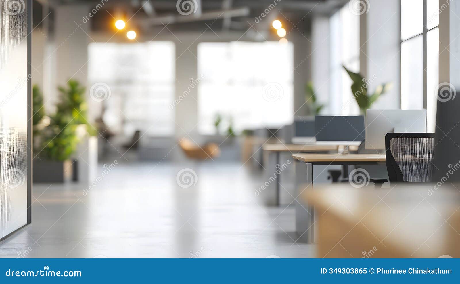 Blurred Office Background Providing a Soft Focus of the Workspace ...