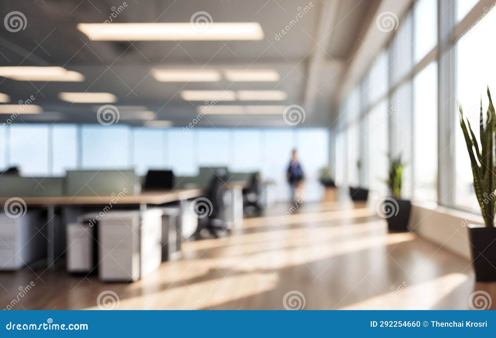 Blurred Office Elegance a Panoramic Workspace Background Stock ...