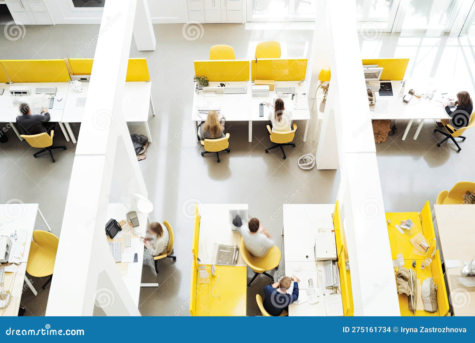 Blurred Office Employees Doing Paperwork, Top View. Generative Ai Stock ...