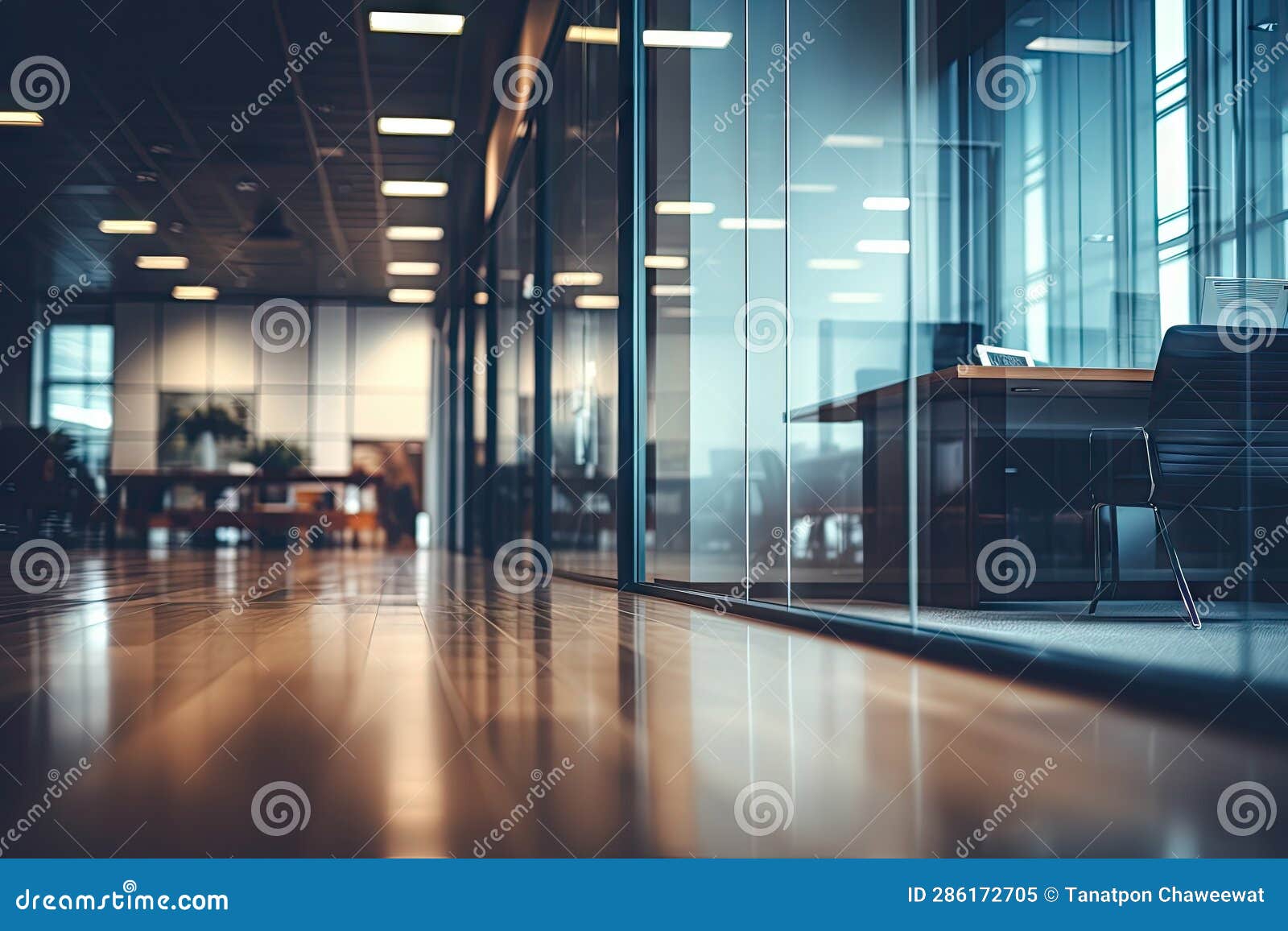 Blurred Office Interior Room Background with Modern Design in Working ...