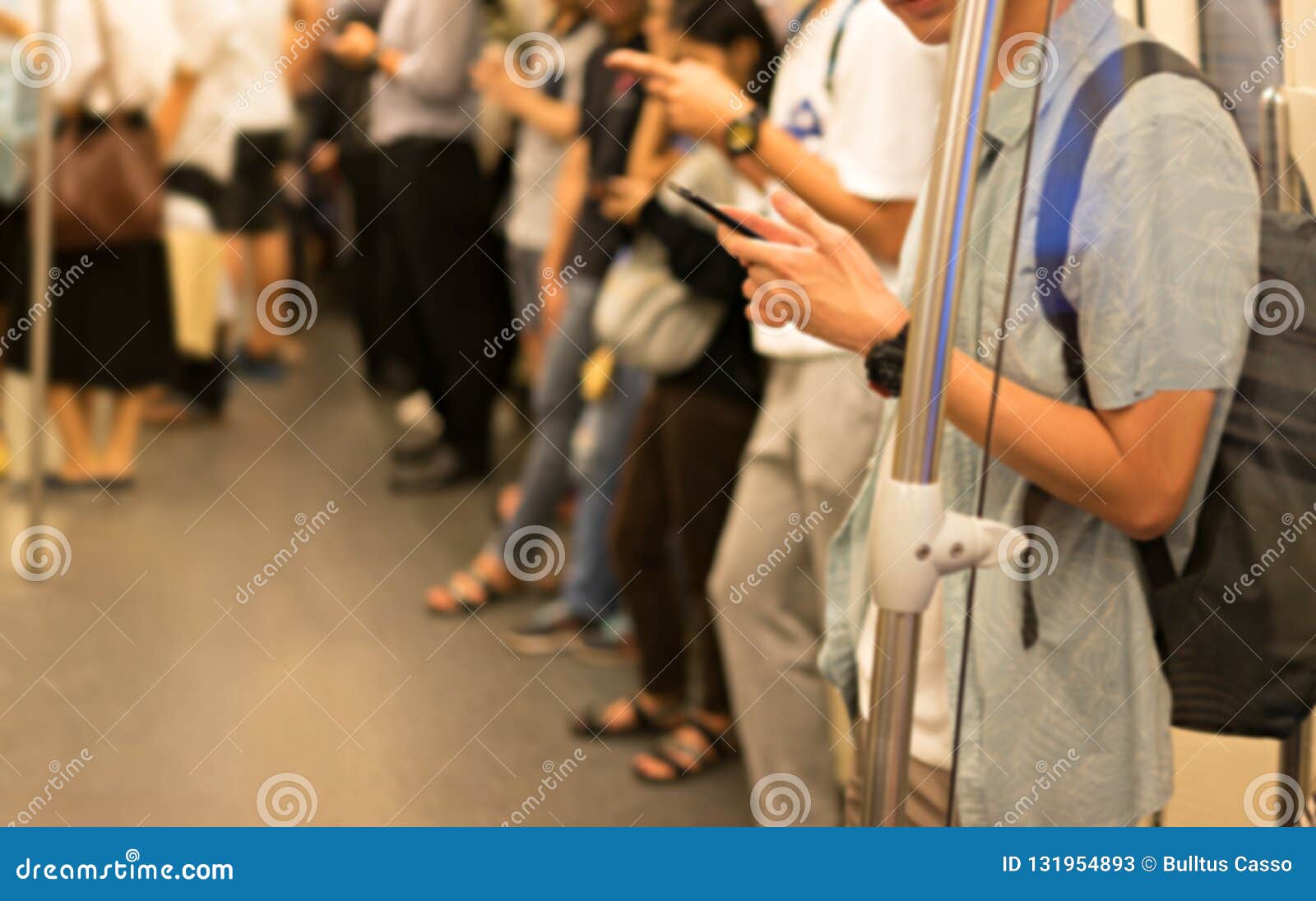 Blurred People Using Technology in Everyday Life Stock Image - Image of ...