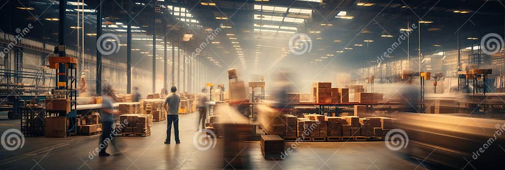 Blurred People Working in Warehouse, Concept of Crowded Space, Created ...