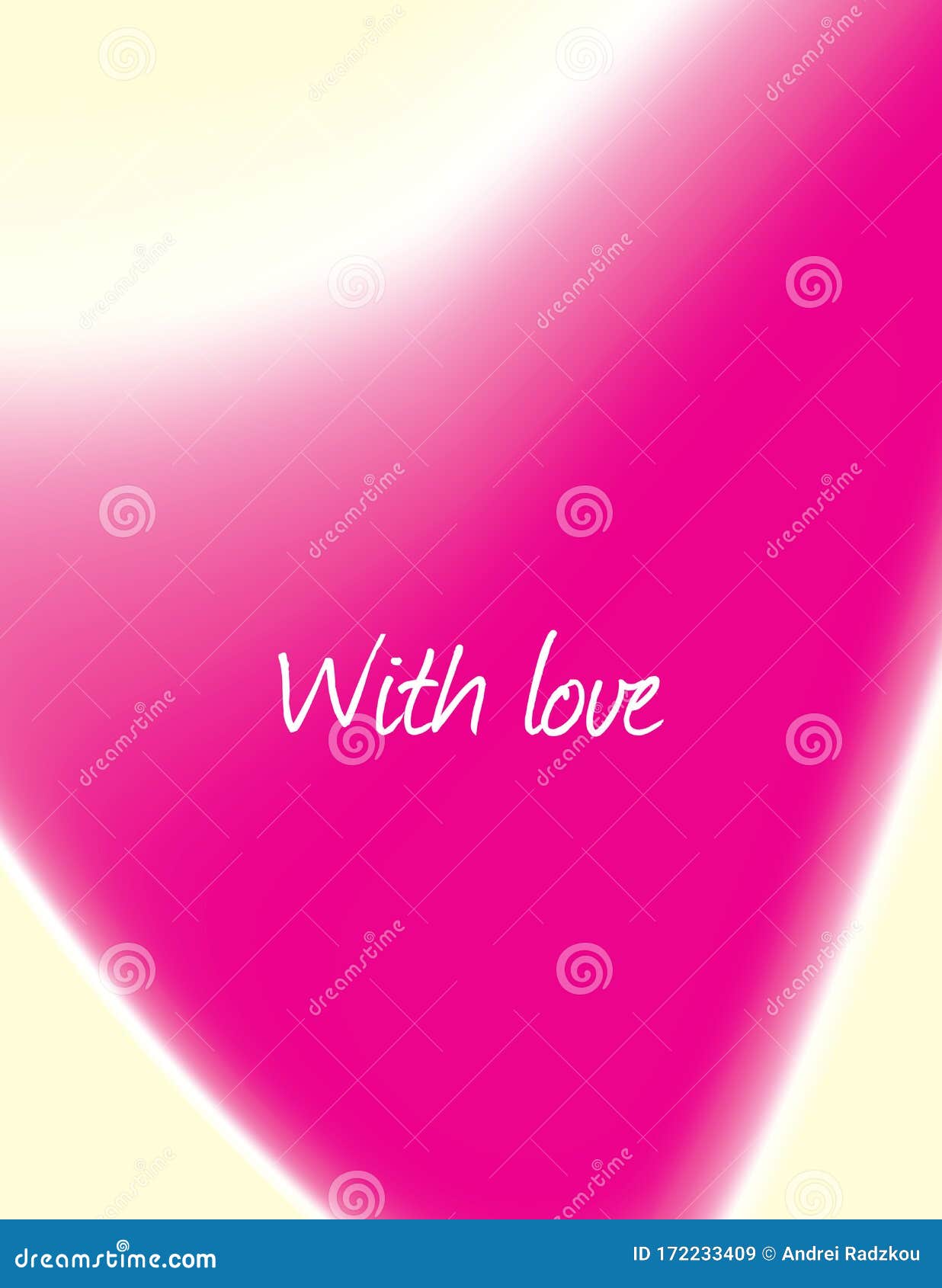 Blurred Pink Heart and `with Love` on Light Yellow Background. Simple ...