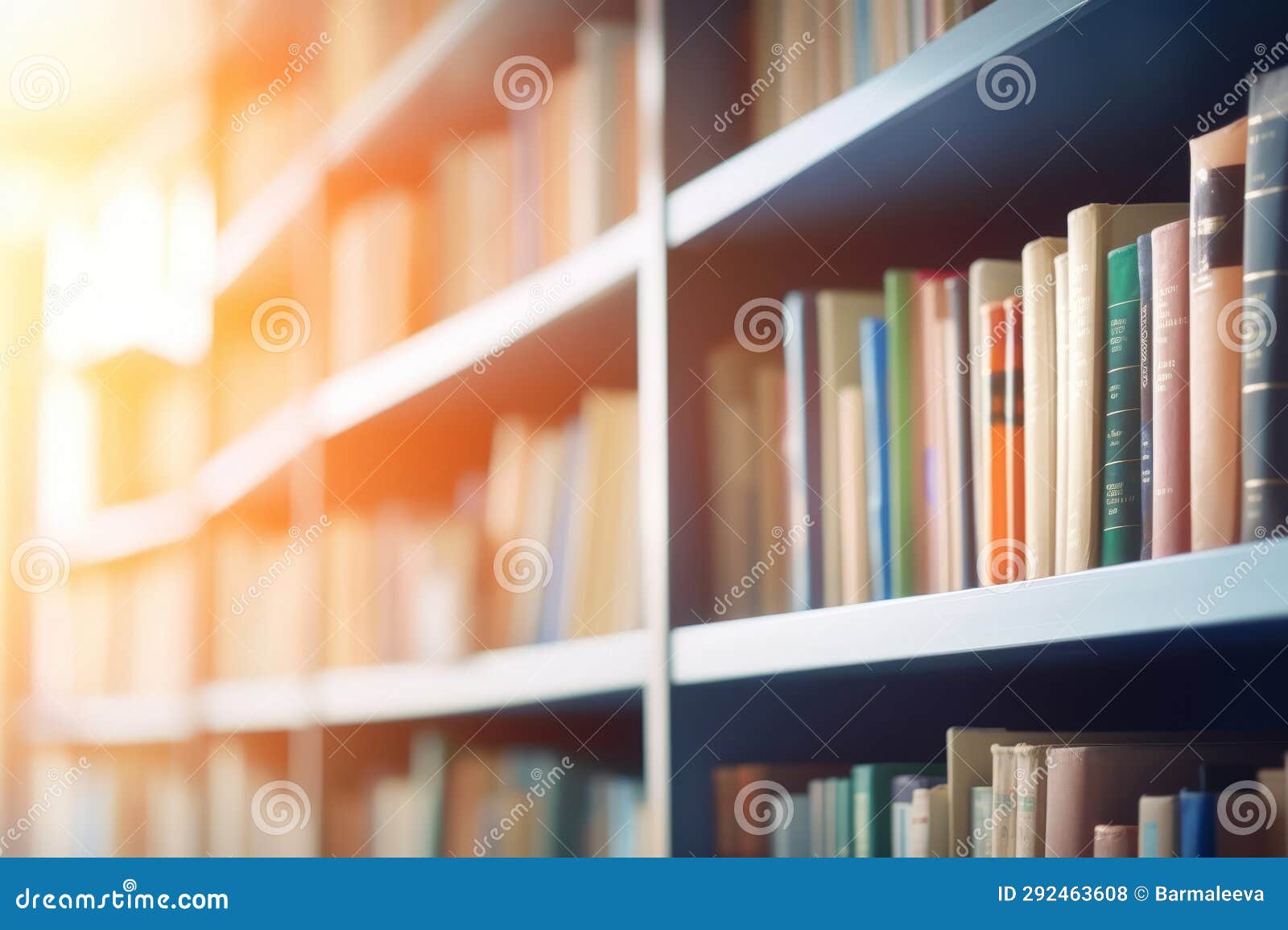 Blurred Public Library Interior. Blurry Bookshelves with Defocused ...