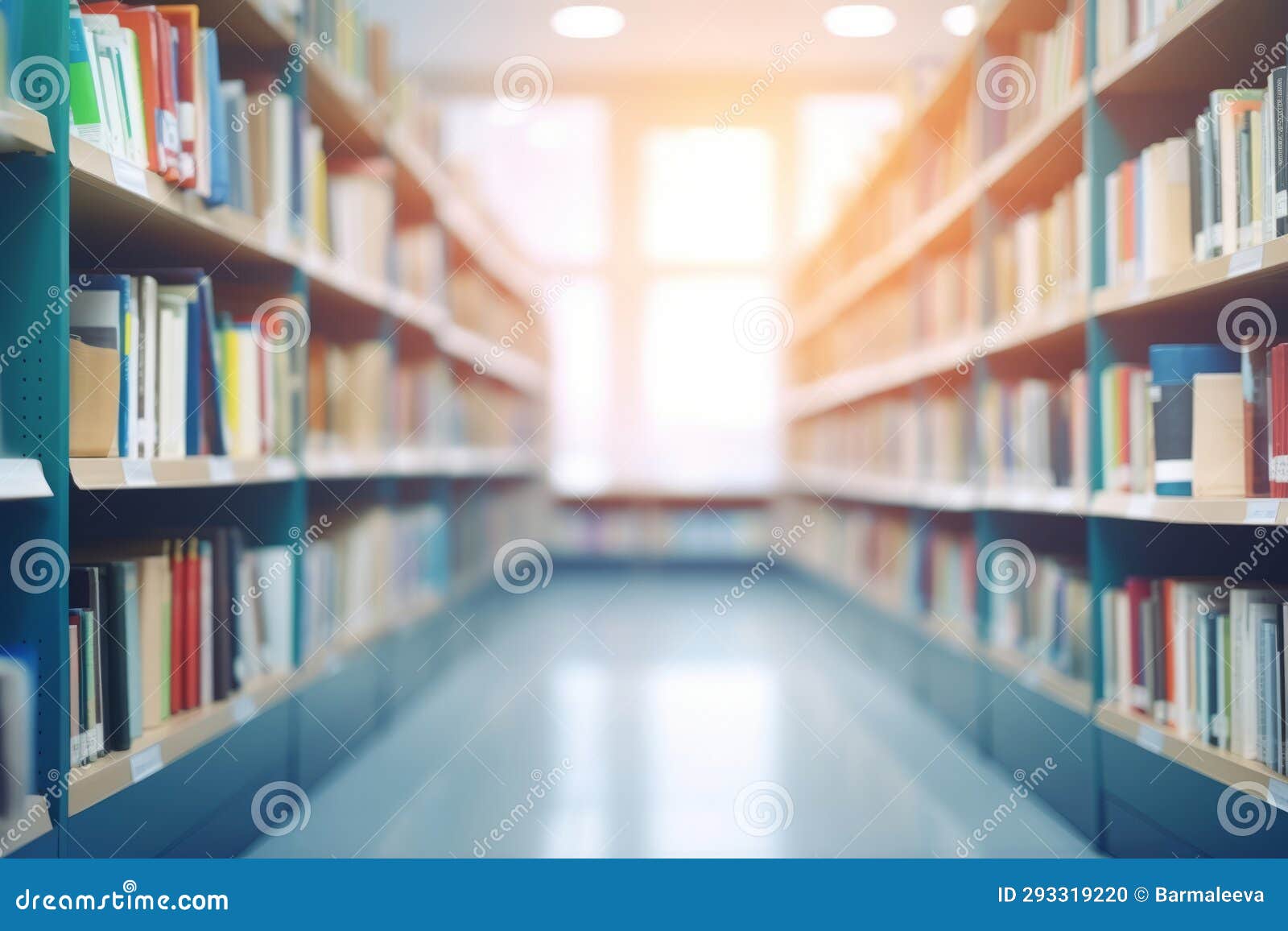 Blurred Public Library Interior. Blurry Bookshelves with Defocused ...