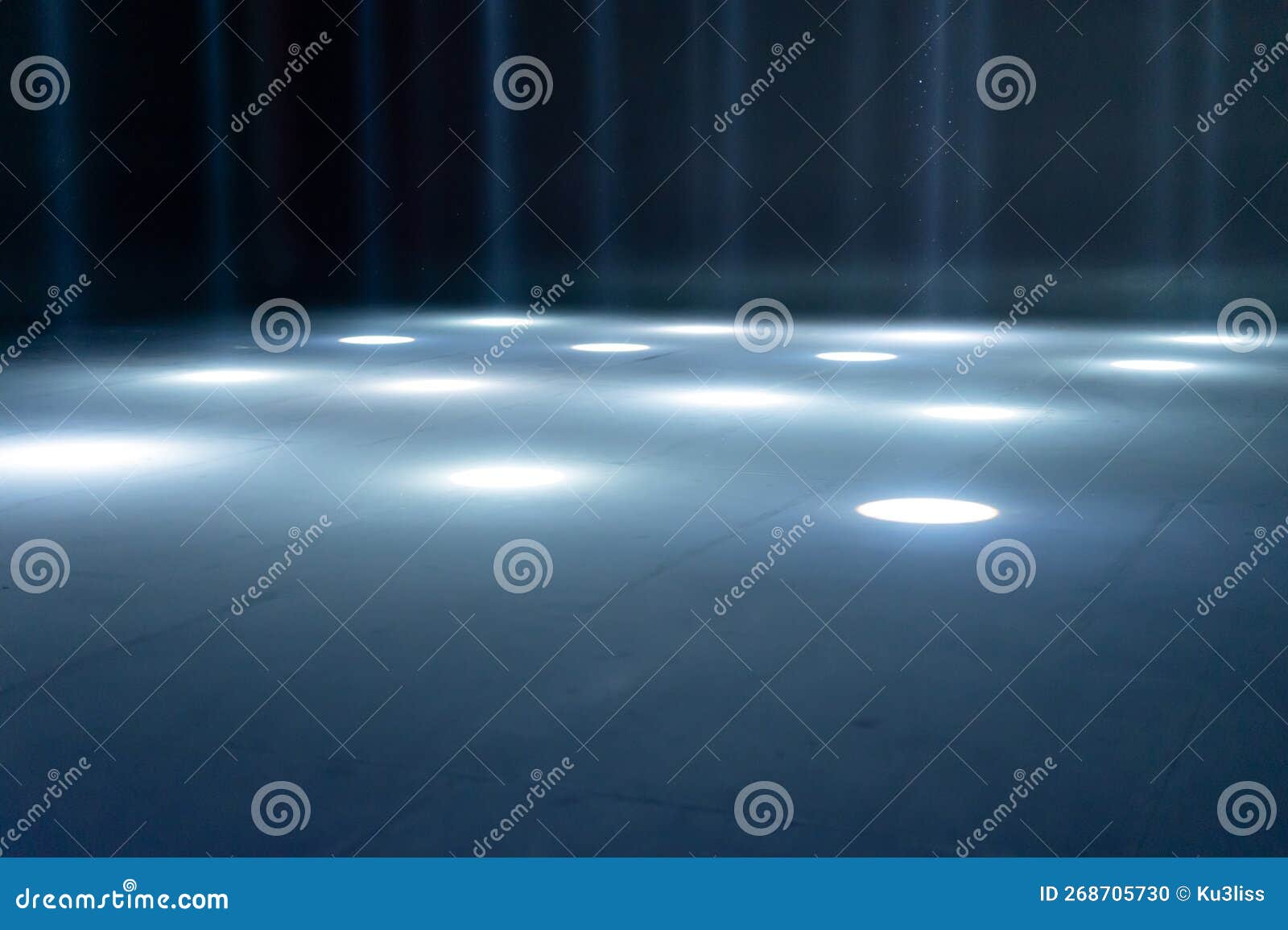 Blurred Rays of Light on Disco Floor. White Blue Neon Searchlight ...