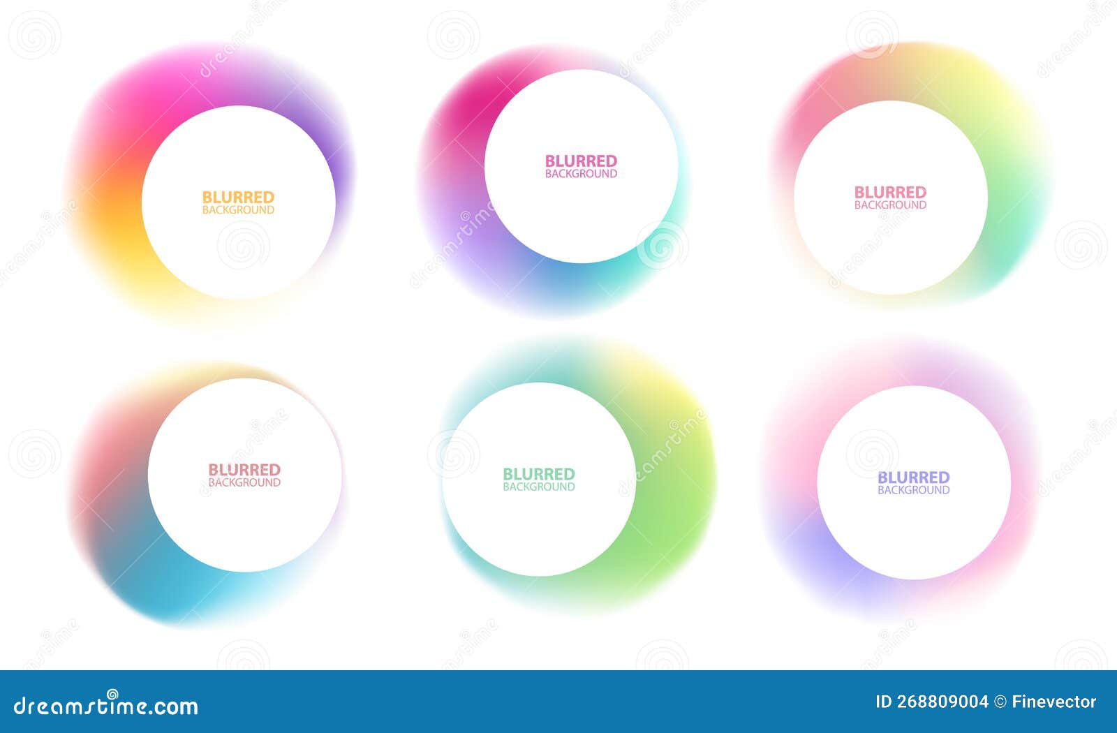 Blurred Round Shapes and White Circles. Set of Abstract Backgrounds ...