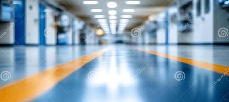 Blurred Science Lab Interior with Working Space and Perspective Floor ...