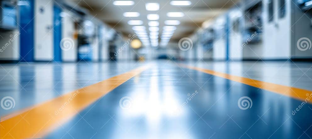 Blurred Science Lab Interior with Working Space and Perspective Floor ...