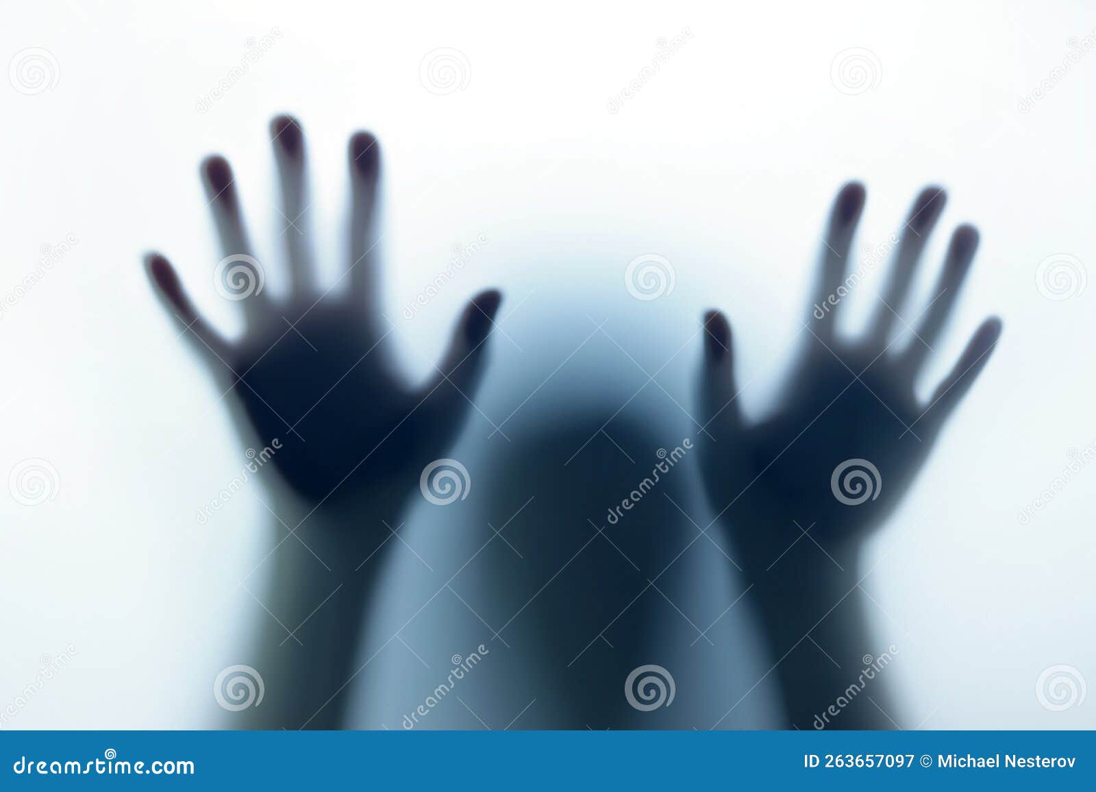 Blurred Shadow in Blue Light Outside the Door. the Concept of ...