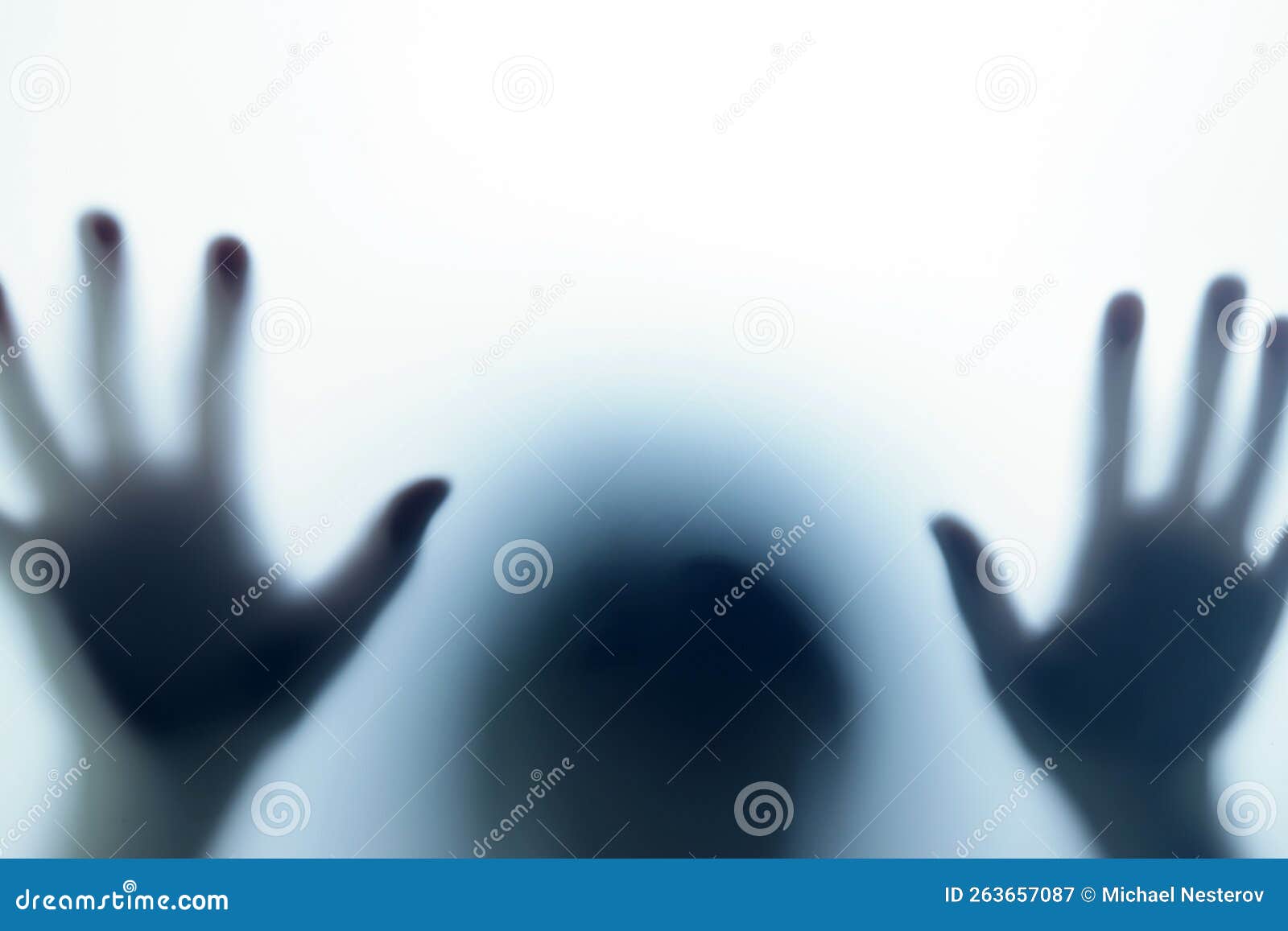 Blurred Shadow in Blue Light Outside the Door. the Concept of ...