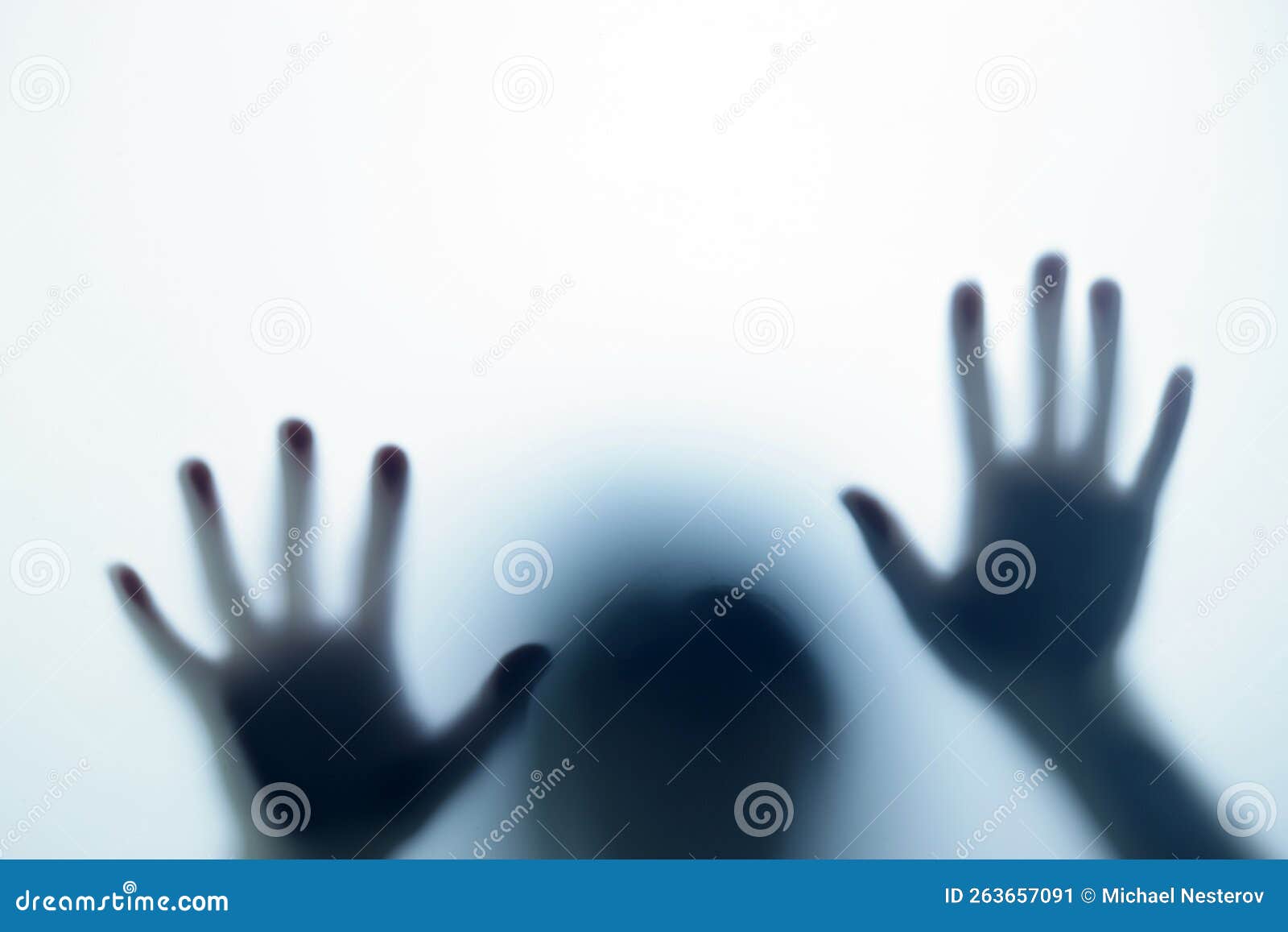 Blurred Shadow in Blue Light Outside the Door. the Concept of ...