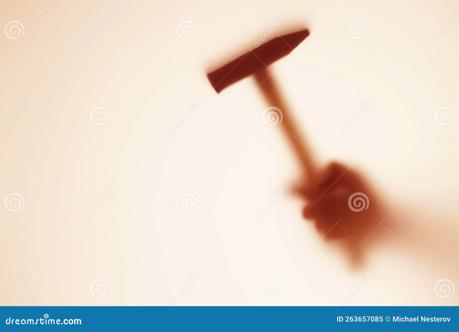 Blurred Shadow of a Hand with a Hammer Outside the Window. the Concept ...