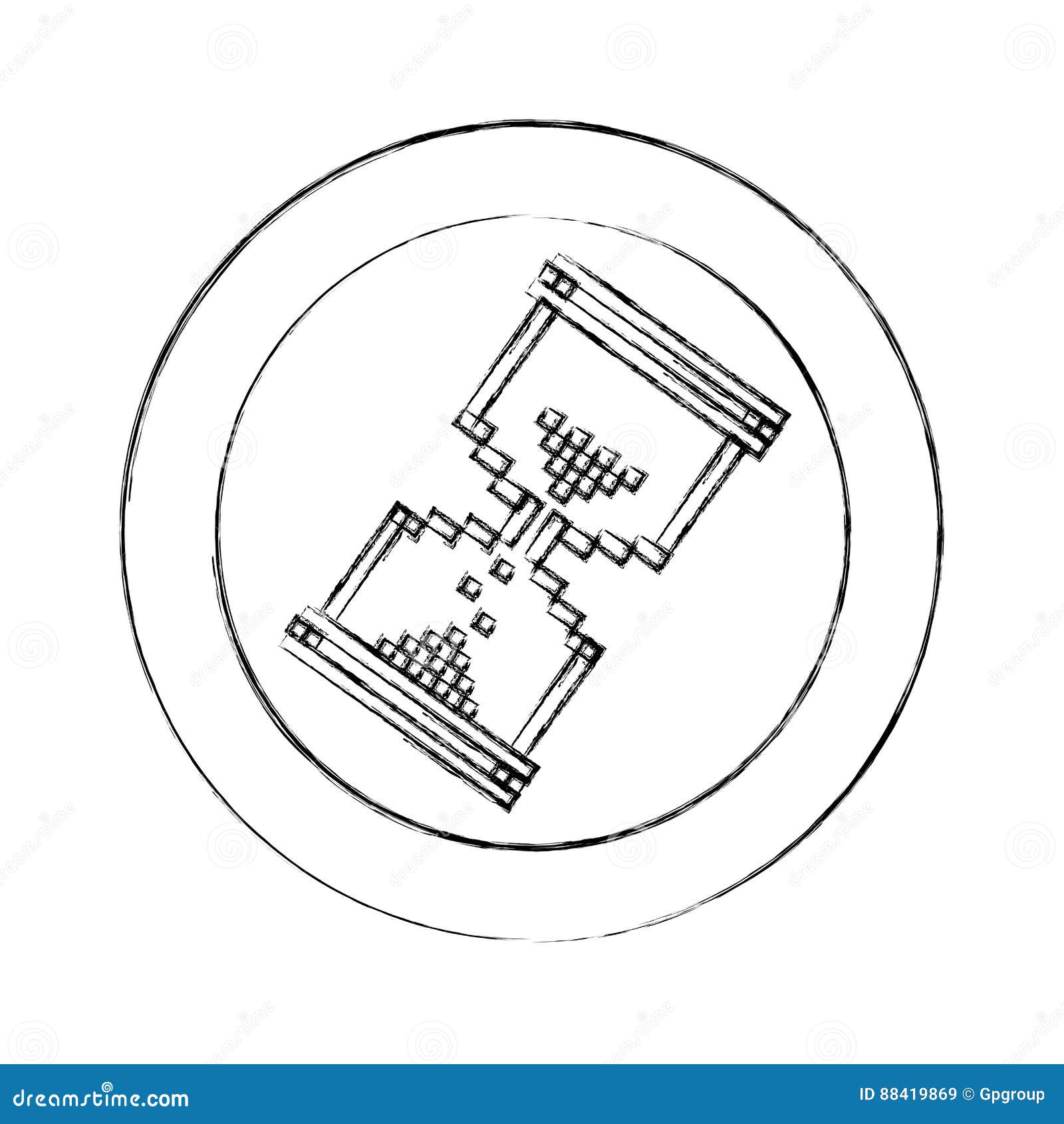 Pixel Hourglass Icon Set Isolated On White Background. 8 Bit Sandglass ...