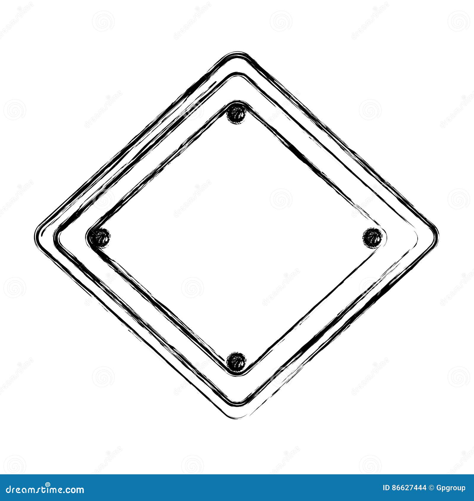 Silhouette Diamond Shape Traffic Sign Icon Royalty-Free Illustration ...